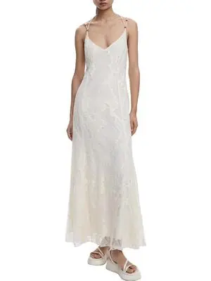 Desigual Devoré Lace Maxi Dress - White
