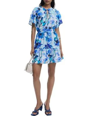Desigual Floral Print Minidress - Blue