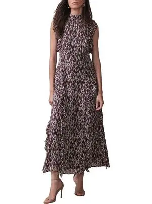 Mint Velvet Printed Maxi Dress - Burgundy