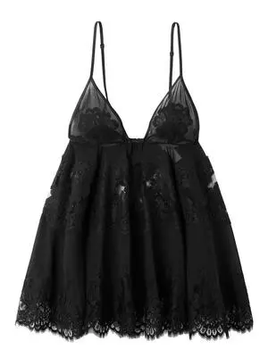 Dolce & Gabbana Scalloped Lace-trimmed Chiffon Camisole - Black