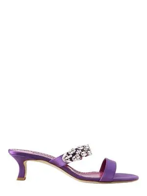 Manolo Blahnik Sakotam 50 Crystal-embellished Satin Mules - Purple