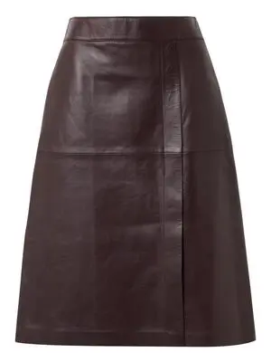 JOSEPH Sevres Paneled Leather Skirt - Purple