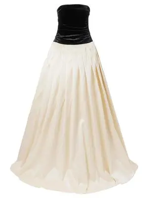Sabina Bilenko Velvet And Pleated Mikado Gown - Black