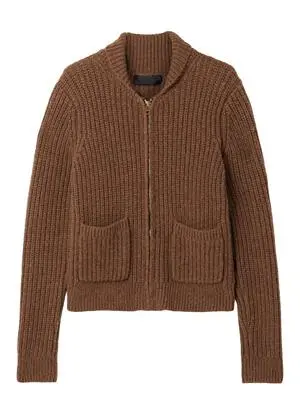 NILI LOTAN Tessen Ribbed-knit Merino Wool-blend Cardigan - Brown