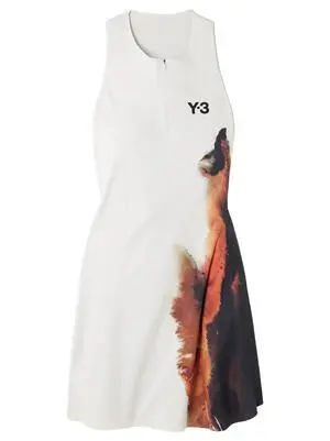 Adidas Originals By Alexander Wang Y-3 Cutout Appliquéd Printed Tennis Dress - White