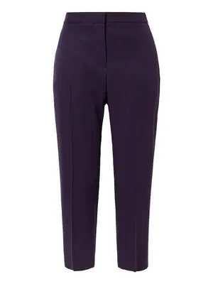 Alexander McQueen Cropped Grain De Poudre Wool Tapered Pants - Purple