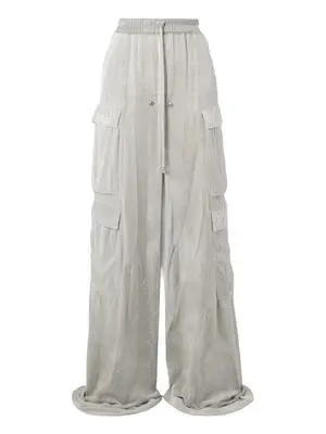 Rick Owens Shell-trimmed Velvet Wide-leg Cargo Pants - Gray