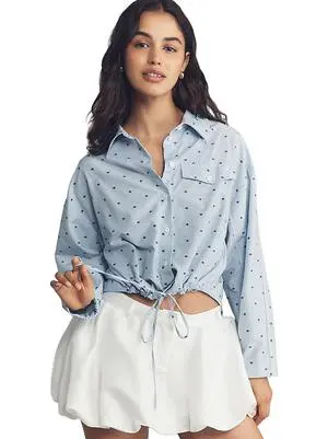 Maeve Cinched-waist Buttondown Shirt - Novelty Sun