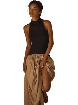 Maeve Maeve Mariana Drop-Waist Maxi Dress Black/tan