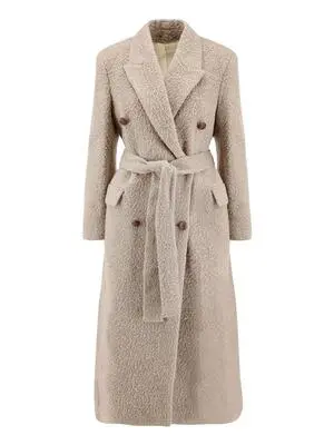 GOLDEN GOOSE Wrinkled Virgin Wool Blend Coat - Beige