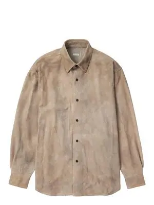 A.PRESSE Distressed Suede Shirt Jacket - Gray