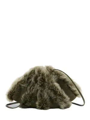 Ulla Johnson Adria Shearling Handbag - Militaire