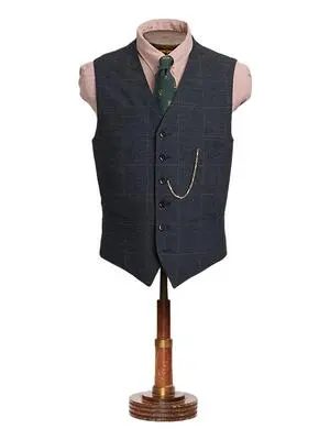 Ralph Lauren Checked Herringbone Vest - Blue/grey Multi