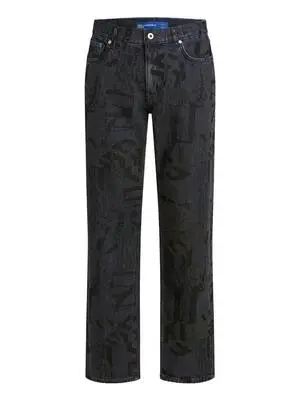 Karl Lagerfeld All-over Print Straight Leg Jeans - Black