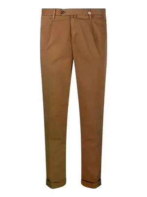 MYTHS Pleated Cuffed Straight Trousers - Brown