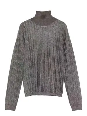 ALYSI Ribbed Metallic Top - Grey