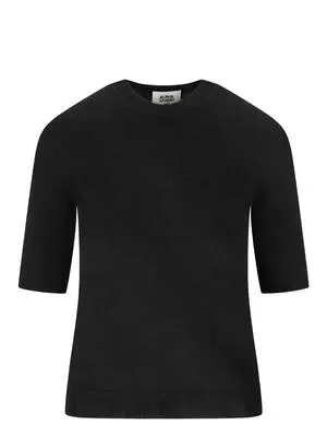 Alpha Studio Cashmere Short-sleeve Sweater - Black