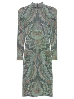 Etro Floral-pattern High-neck Dress - Blue
