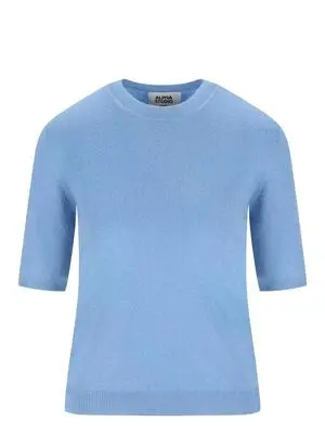 Alpha Studio Cashmere Short-sleeve Top - Blue
