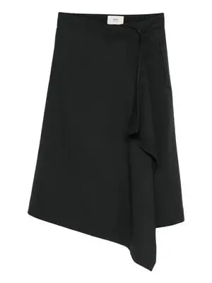 Ami Asymmetrical Wrap Skirt - Black