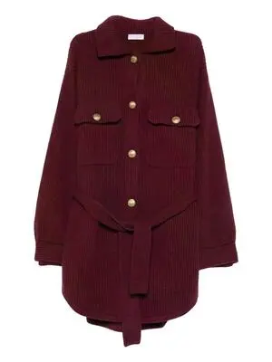 Brunello Cucinelli Buttoned Cardigan With Belt - Red