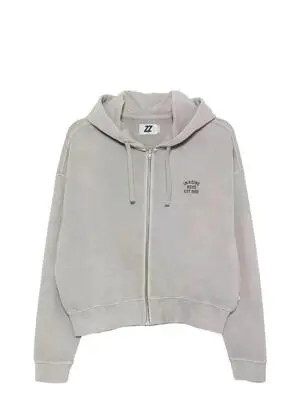 Izzue Logo-embroidered Zip Up Hoodie - Grey