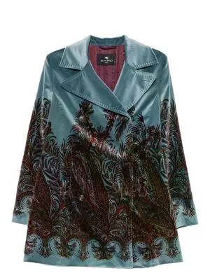 Etro Floral-print Velvet Jacket - Blue