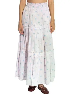 LoveShackFancy Floral-print A-line Maxi Skirt - Pink
