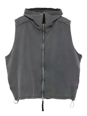 THOM KROM Hooded Zip-up Vest - Grey