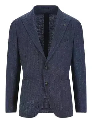 Tagliatore Herringbone-pattern Blazer - Blue
