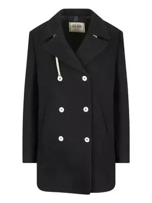 CAMPLIN Double-breasted Coat With Rope Detail - Black