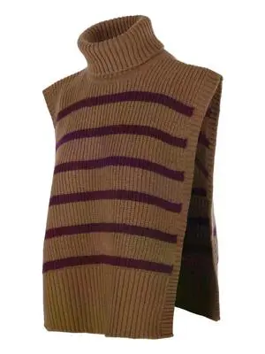 DAVANTINO Striped Turtleneck Vest - Brown