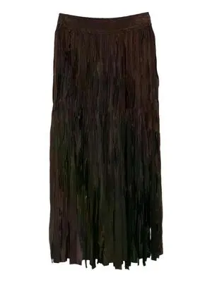 ALYSI Pleated Midi Skirt - Brown