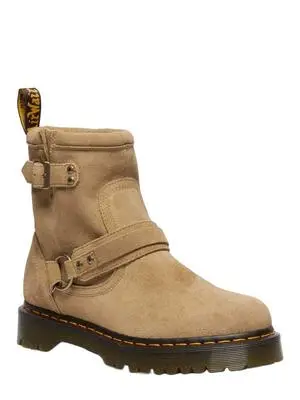 Dr. Martens Anistone Harness Suede Biker Boots - Tan
