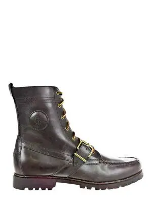 Ralph Lauren Lace-up Leather Biker Boots - Brown