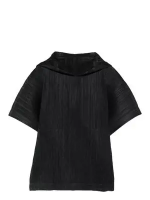 Issey Miyake Pleated Hooded T-shirt - Black