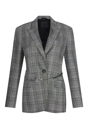 Liu Jo Plaid Blazer With Chain Belt - Grey
