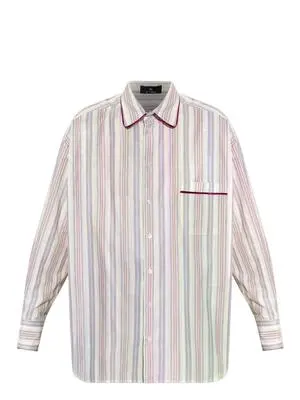Etro Striped Velvet-trimmed Shirt - Neutrals