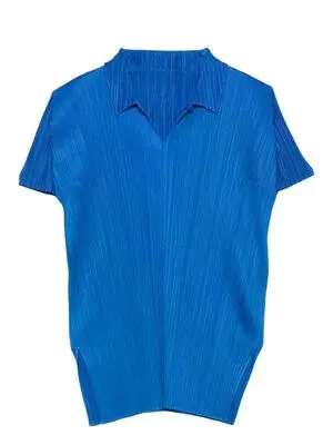 Issey Miyake Pleated Buttoned Top - Blue