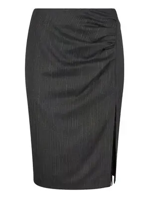 Liu Jo Stripe-pattern Midi Skirt With Lace Insert - Black