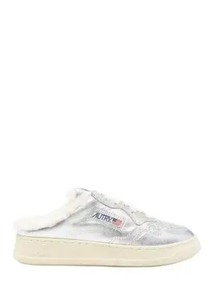 AUTRY Medalist Metallic Leather Sneakers - Silver