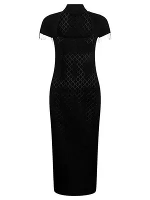 Liu Jo Diamond-pattern Fringed Dress - Black