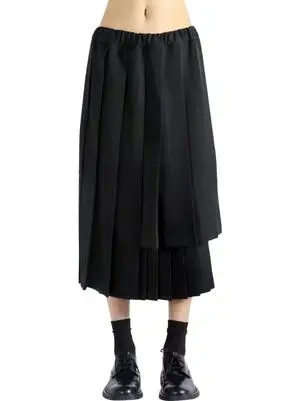Comme Des Garçons Pleated Asymmetric Midi Skirt - Black
