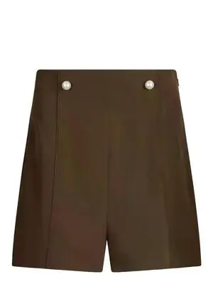 Liu Jo Pearl-button Pleated Shorts - Brown