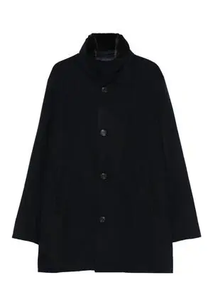 Paul & Shark Fur-trimmed High-neck Coat - Blue