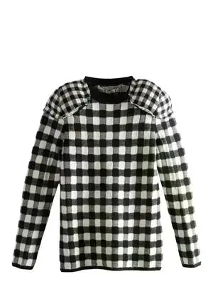 Comme Des Garçons Gingham Padded-shoulder Jumper - Black