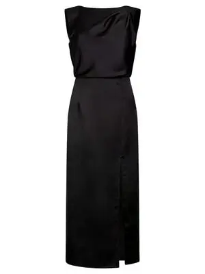 Liu Jo Satin Draped Midi Dress - Black