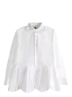 Noir Kei Ninomiya Peter Pan Collar Pleated Blouse - White