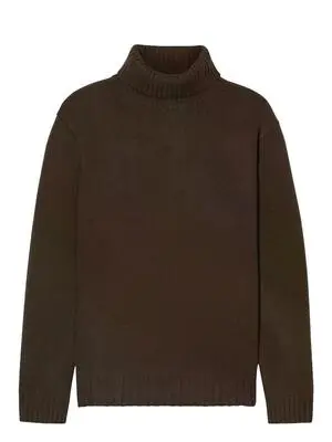 Closed Turtleneck Ribbed Sweater - Brown