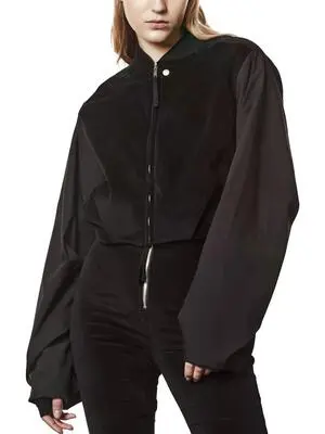 THOM KROM Velvet Cropped Zip-front Jacket - Black